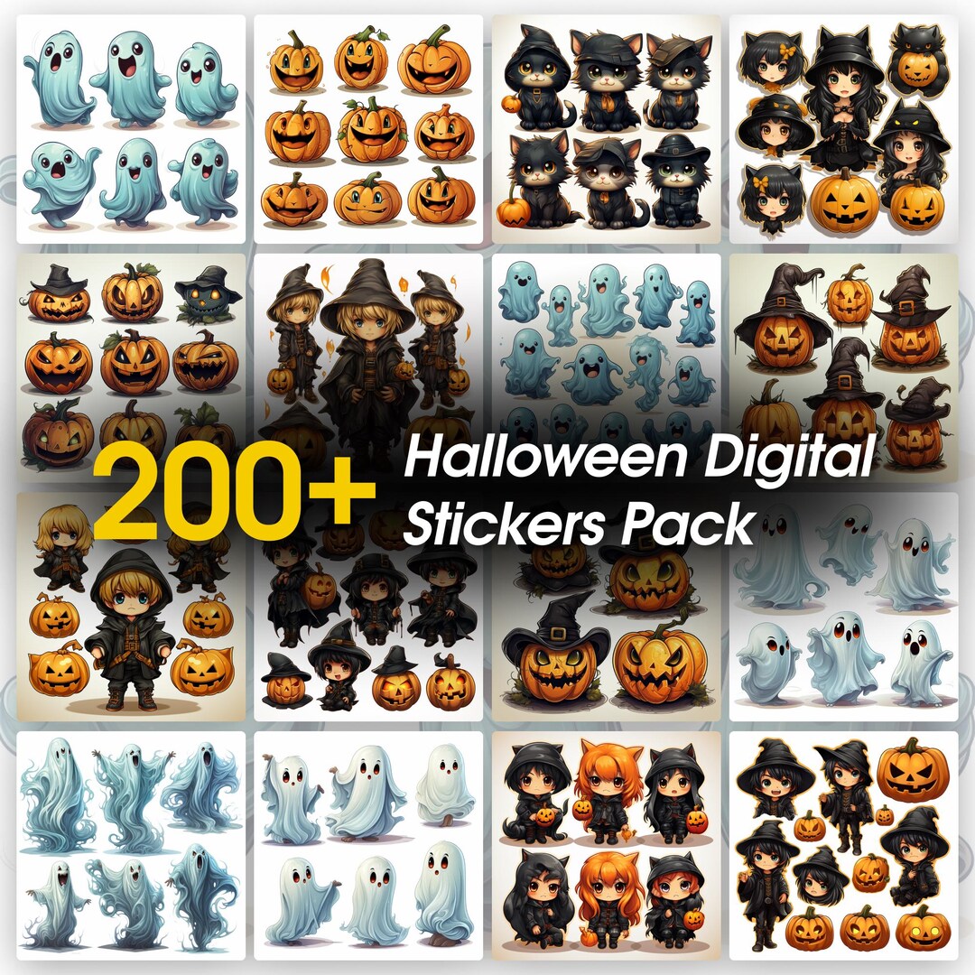Сreative Halloween Digital Stickers Pack Picture Art Pumpkin Halloween ...