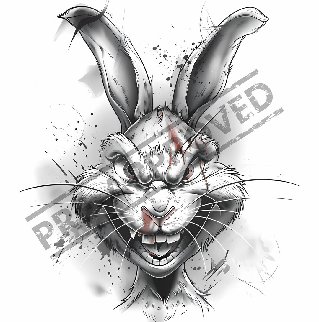 Bunny Evil Tattoo Design | High Resolution 4K | Canvas Art | Printable ...