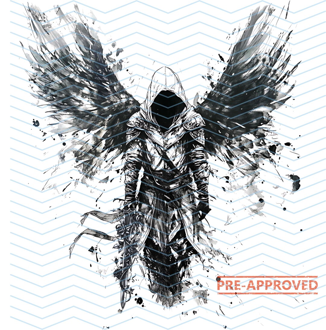 Hooded Angel Tattoo Design Wall Art iPhone Wallpaper Printable SVG PNG ...