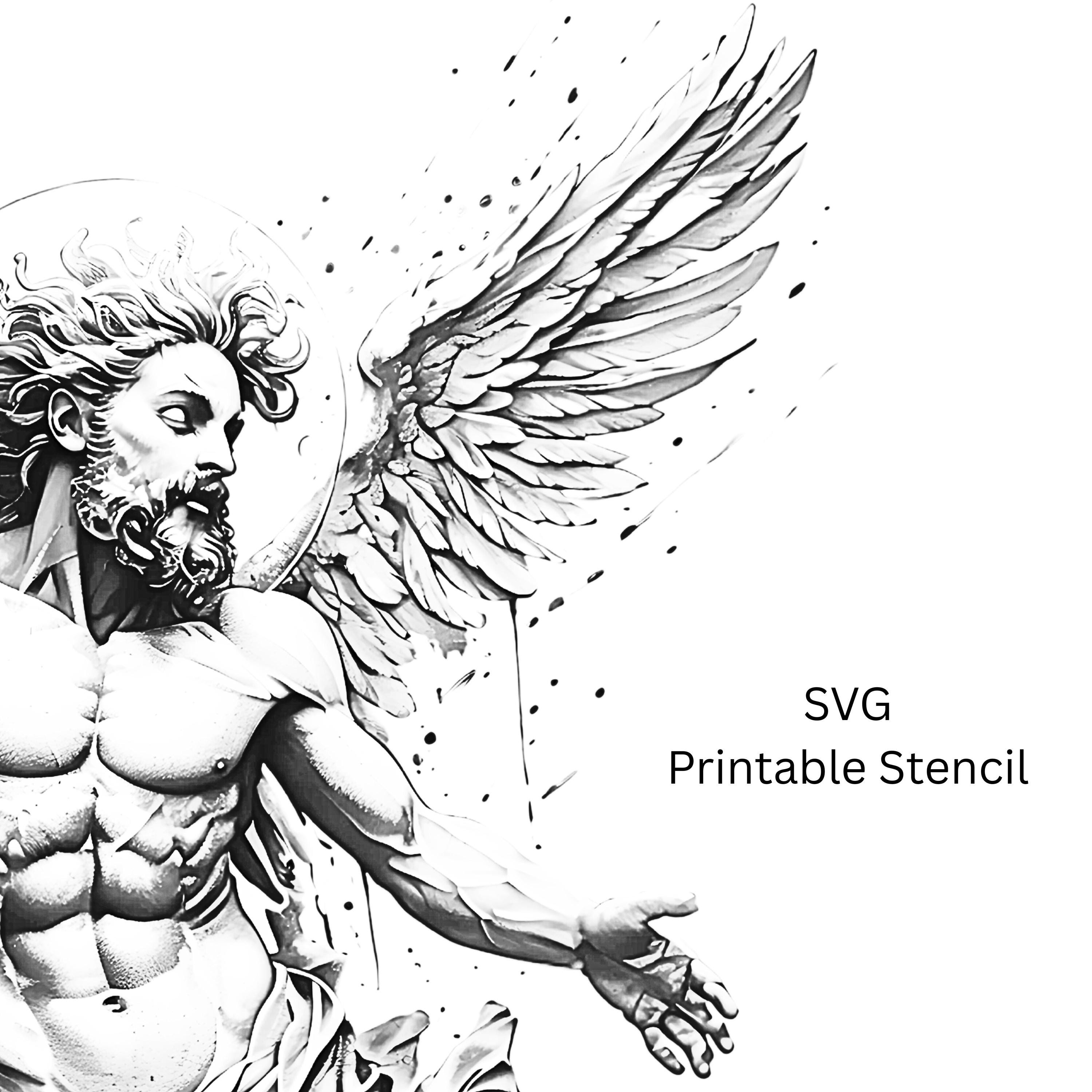 Fallen Angel Tattoo Design High Resolution Png Canvas Art Print