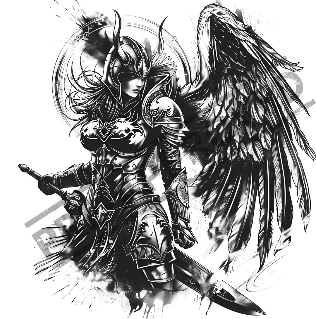 Valkyrie Tattoo Design | High Resolution 4K PNG Transparent Background ...