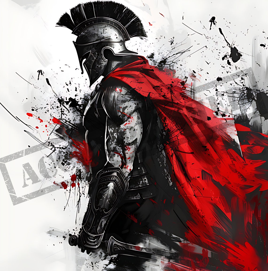 Spartan Warrior Tattoo Design | High Resolution 4K | Watercolor Art ...