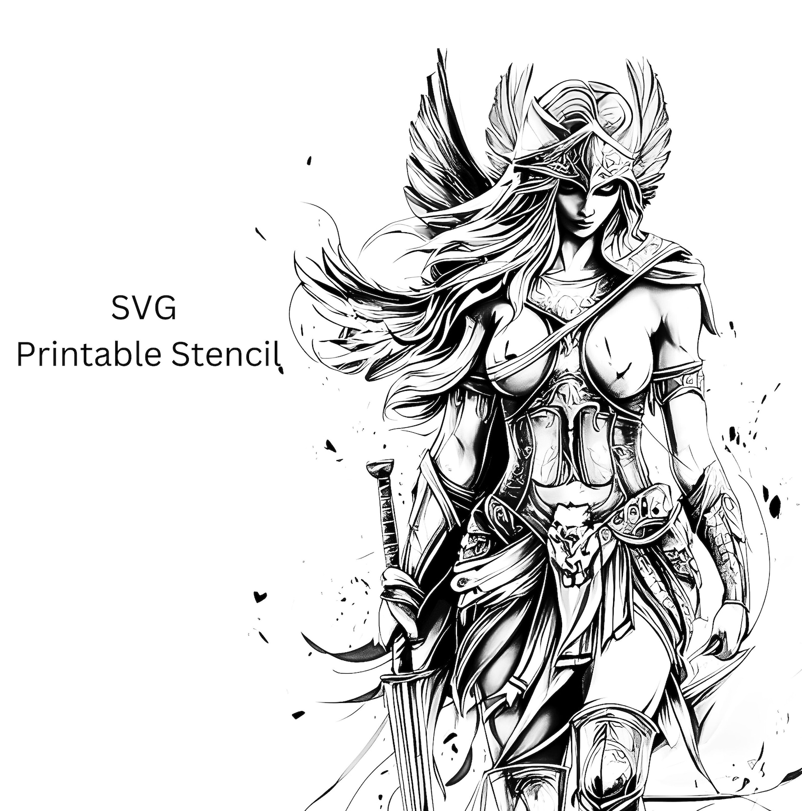 Valkyrie Angel Tattoo Design | T-shirt Decal Tee | Canvas Art ...