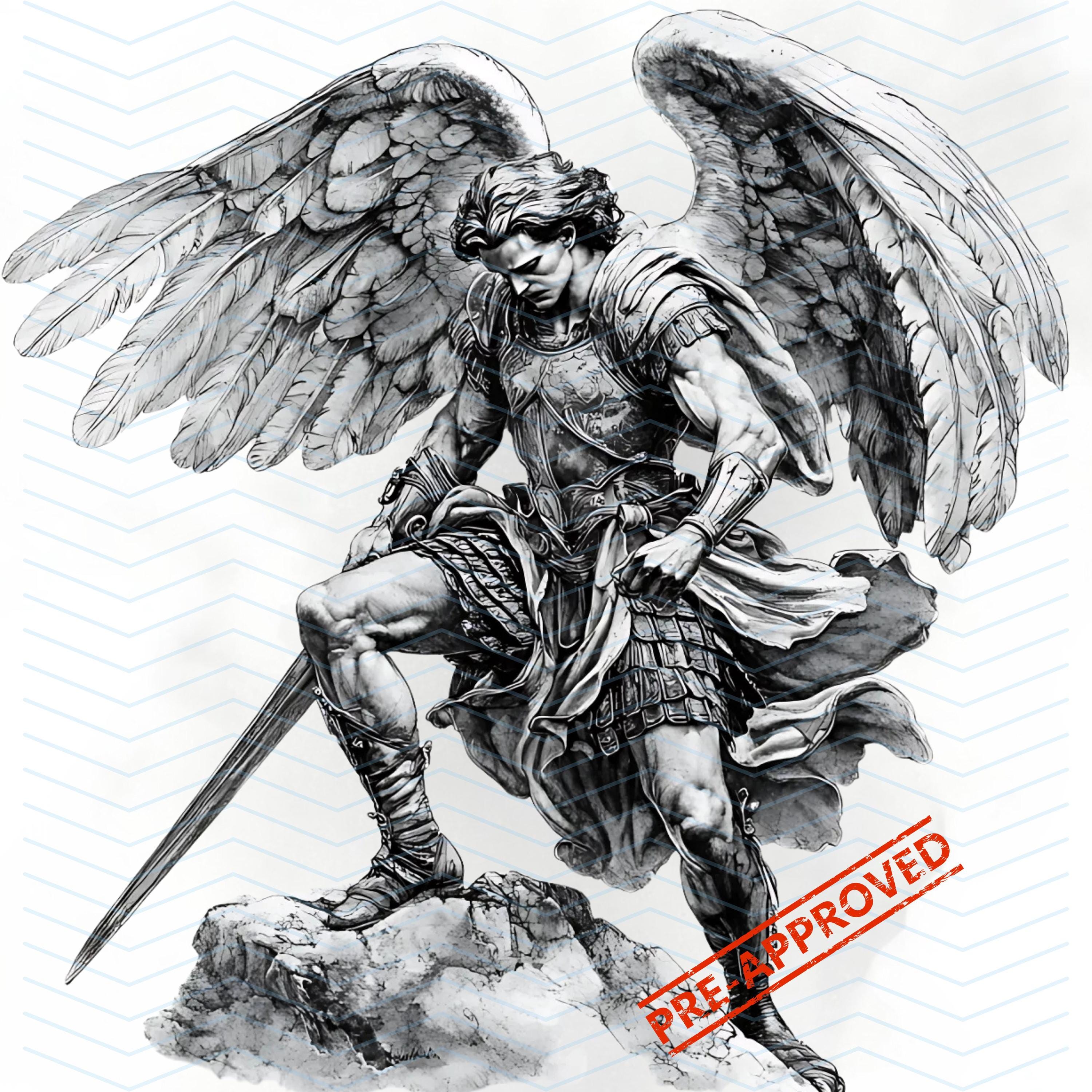 Gabriel Archangel Tattoo Design | High Resolution PNG | Canvas Art ...