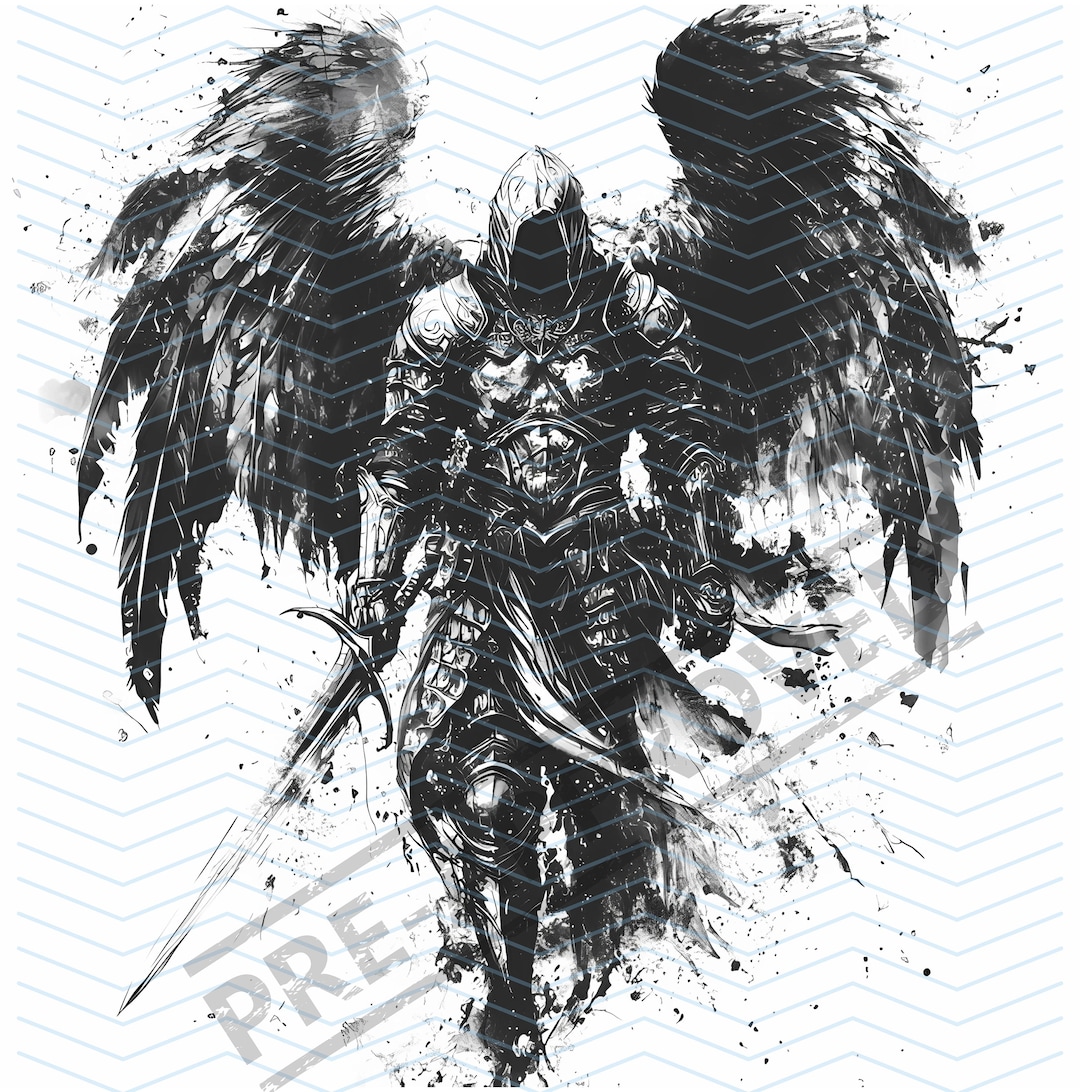 Archangel Tattoo Design | High Resolution 4K | Canvas Art | Printable ...