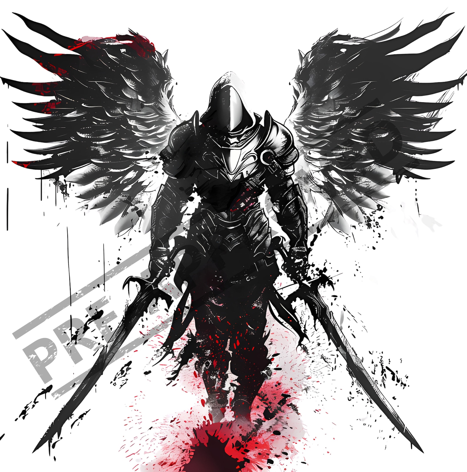 Archangel Tattoo Design | High Resolution 4K | Canvas Art | Printable ...