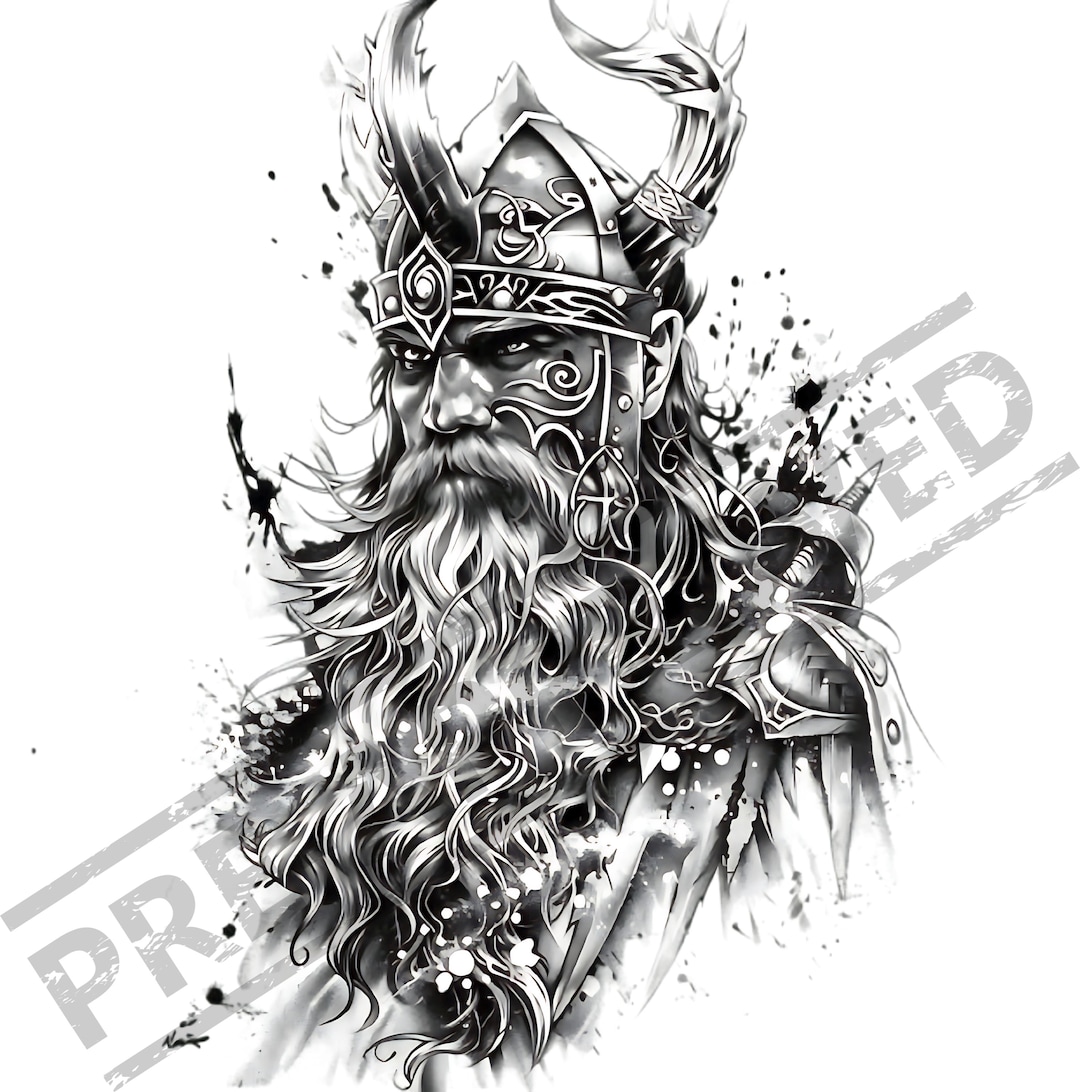 Viking Tattoo Design | Wall Artwork | Canvas Art Mural | Printable SVG ...