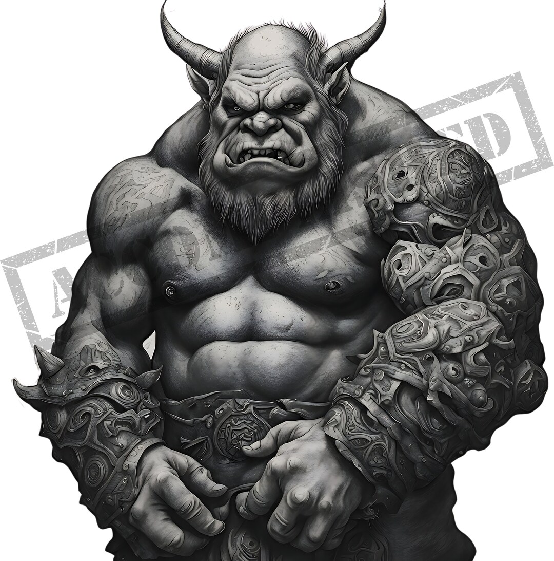 Ogre Tattoo Design High Resolution 4K Canvas Art Black Scale Art ...
