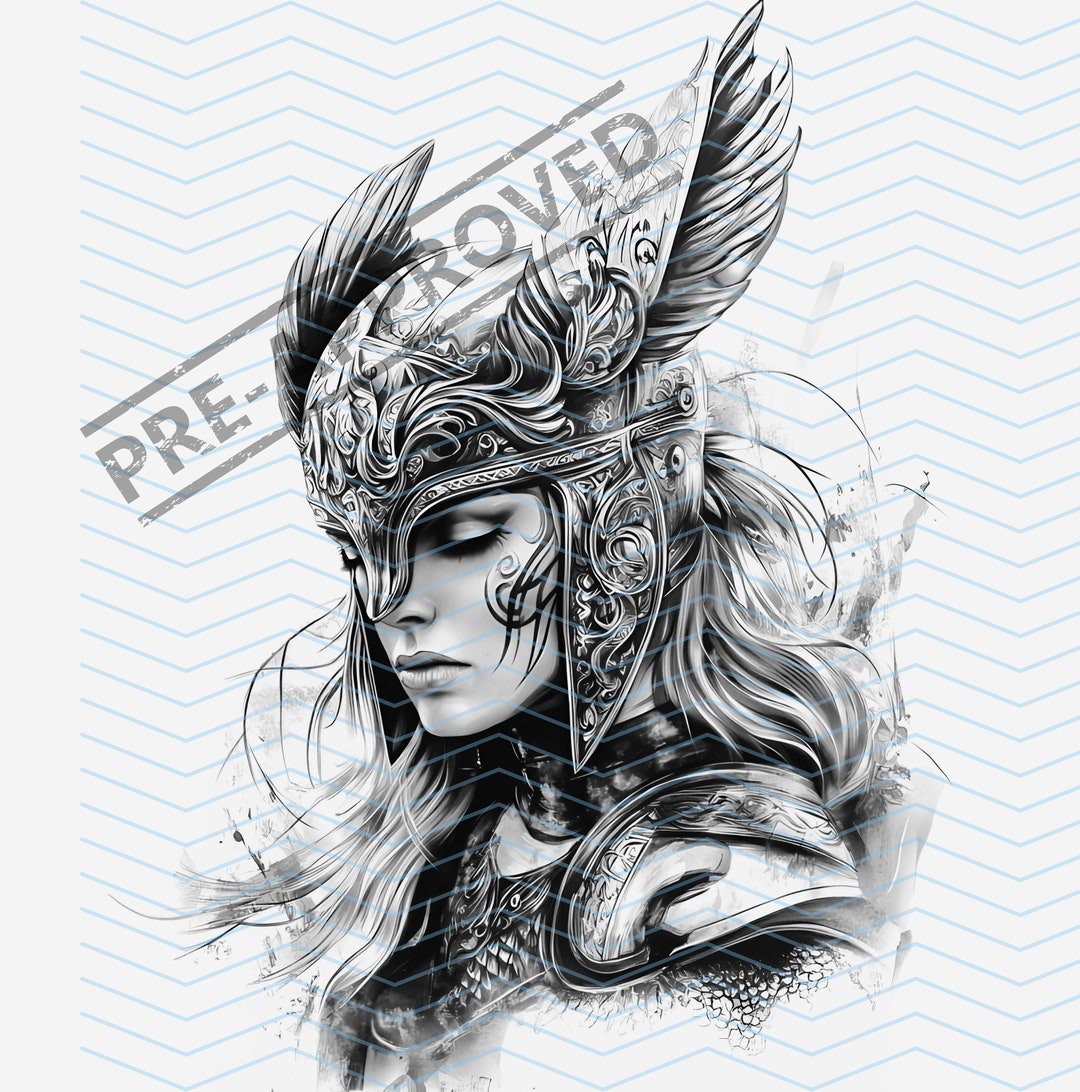 Valkyrie Angel Tattoo Design High Resolution 4K Canvas Art Printable ...