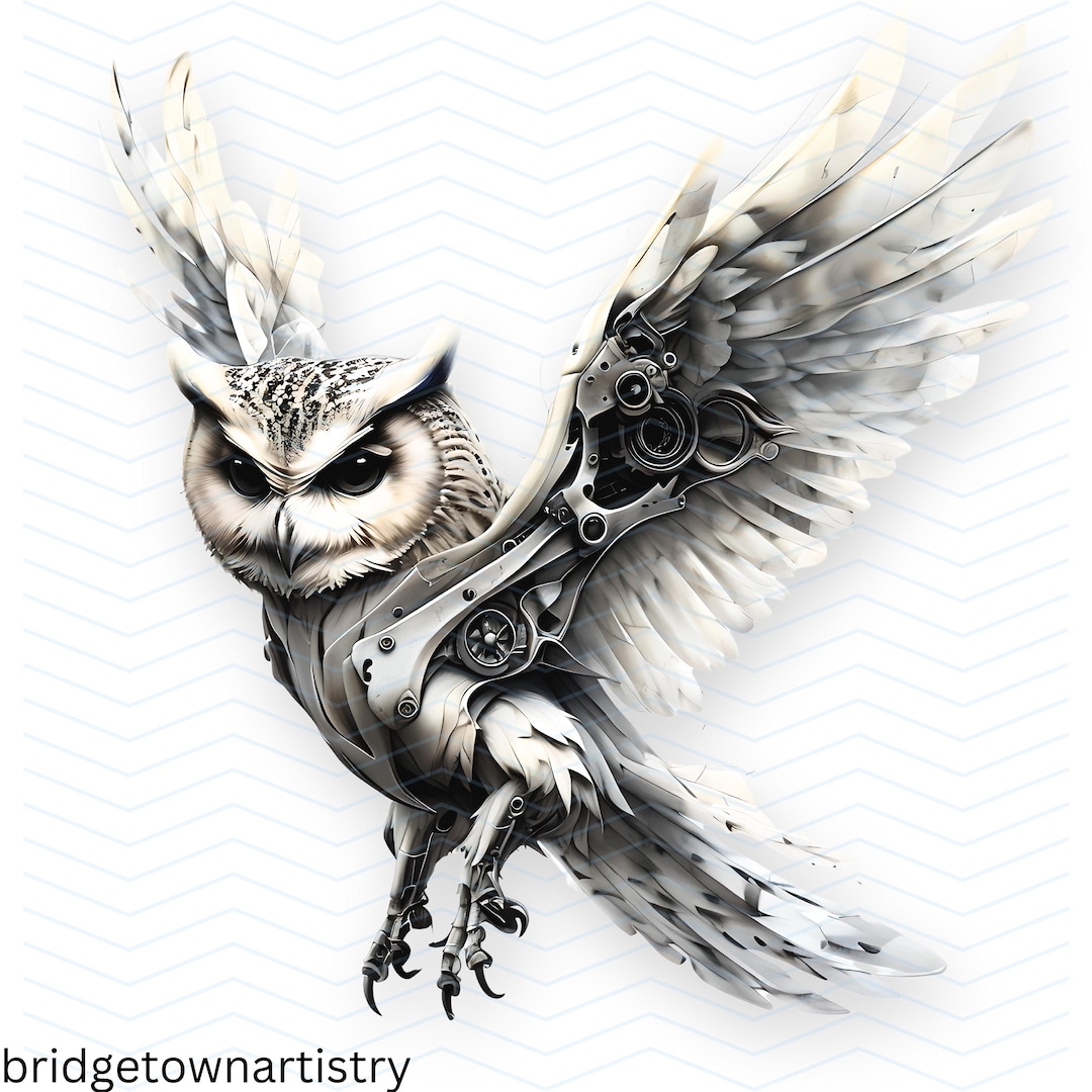 Bio-mechanical Owl Tattoo Design | Canvas Art | Clip Art Image ...