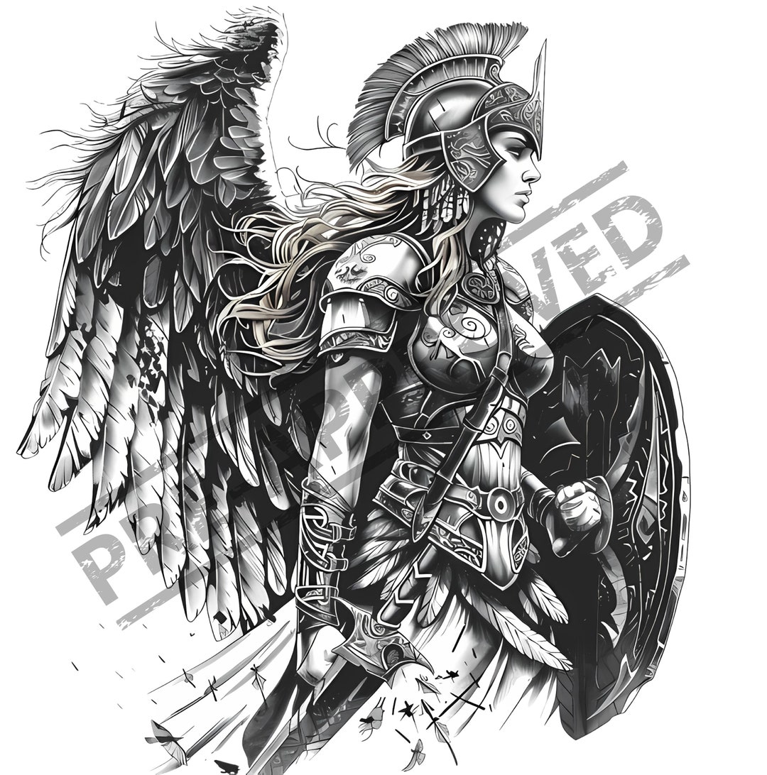 Valkyrie Tattoo Design | High Resolution 4K PNG Transparent Background ...