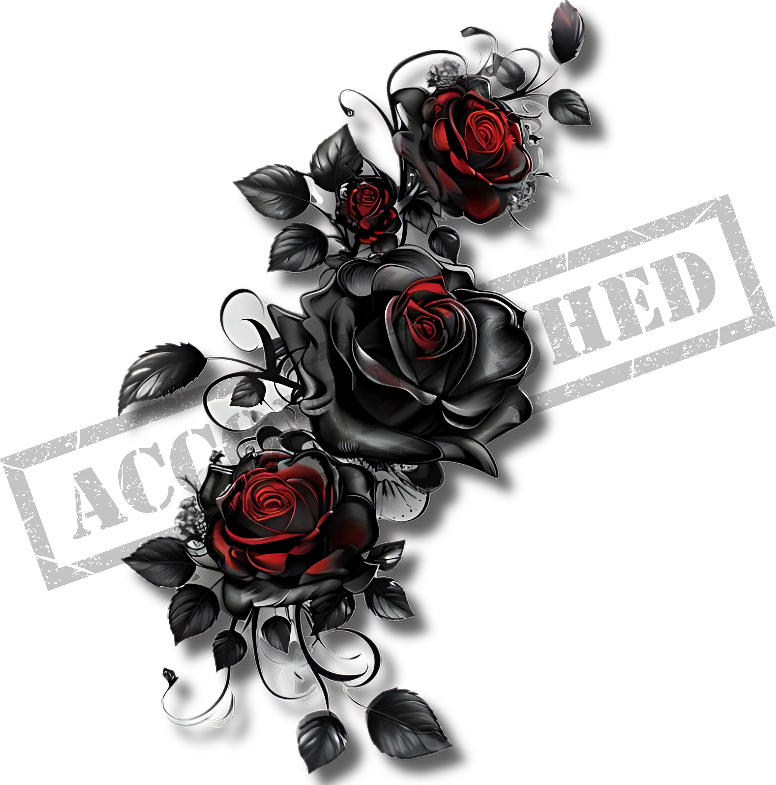 Roses 3D Tattoo Design High Resolution 4K PNG Transparent Background ...