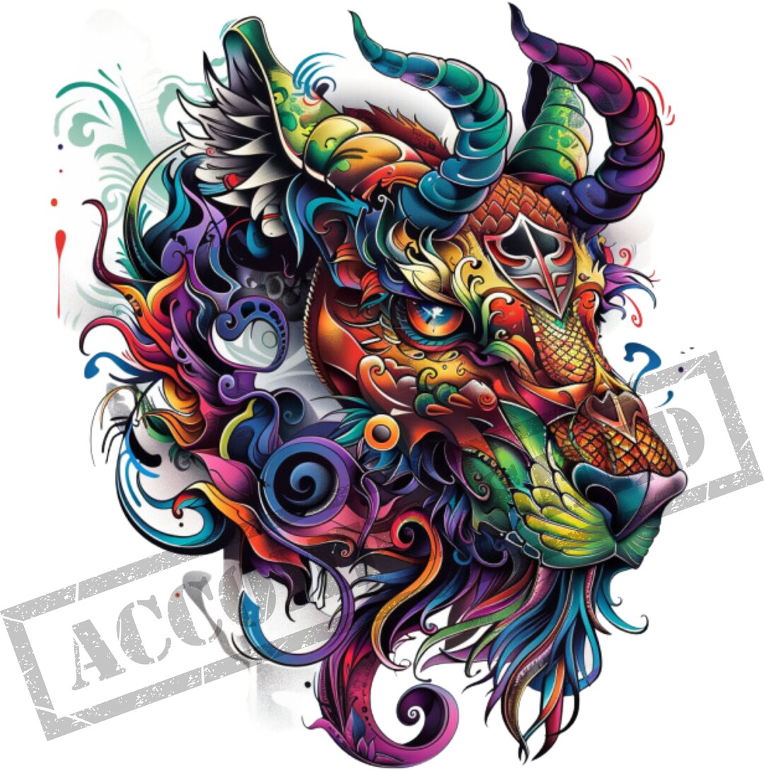Ram New School Tattoo Design Style T-shirt Decal Tee Printable SVG ...