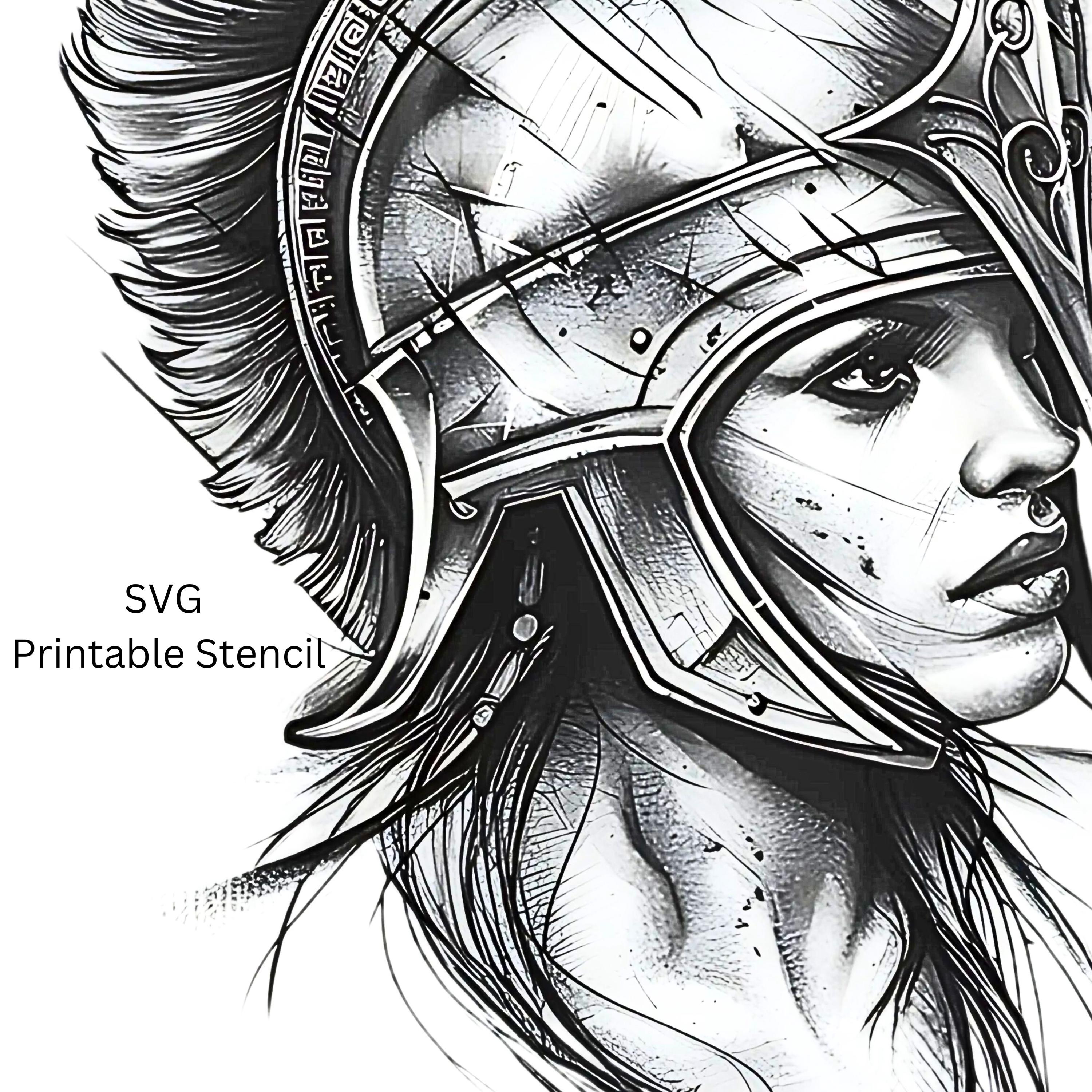 Spartan Woman Tattoo Design | Clip Art | Warrior Art | Printable SVG ...