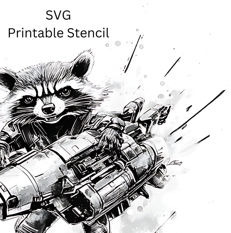 Rocket Raccoon Tattoo Design High Resolution 4K Canvas Art Printable ...