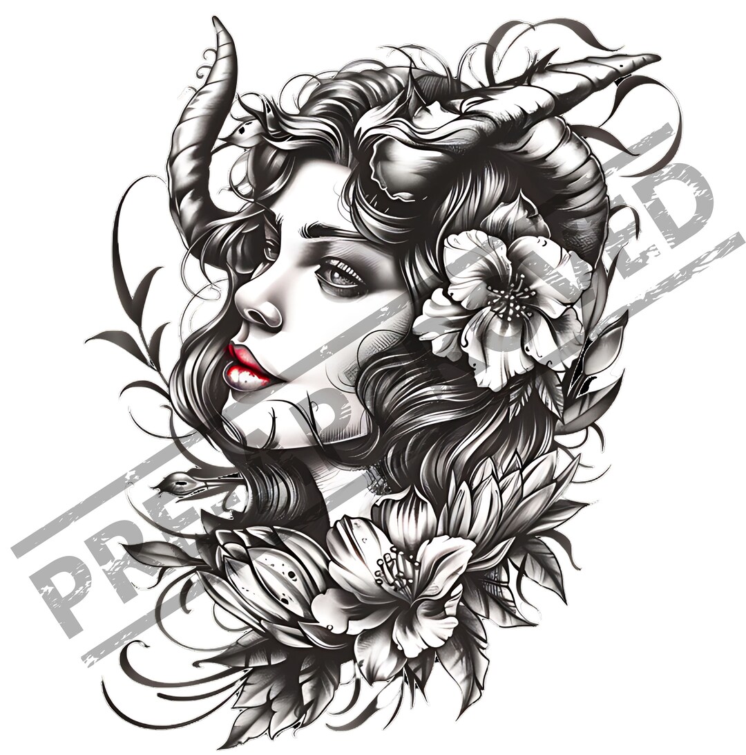 Woman Tattoo Design High Resolution 4K Canvas Art Printable SVG for ...