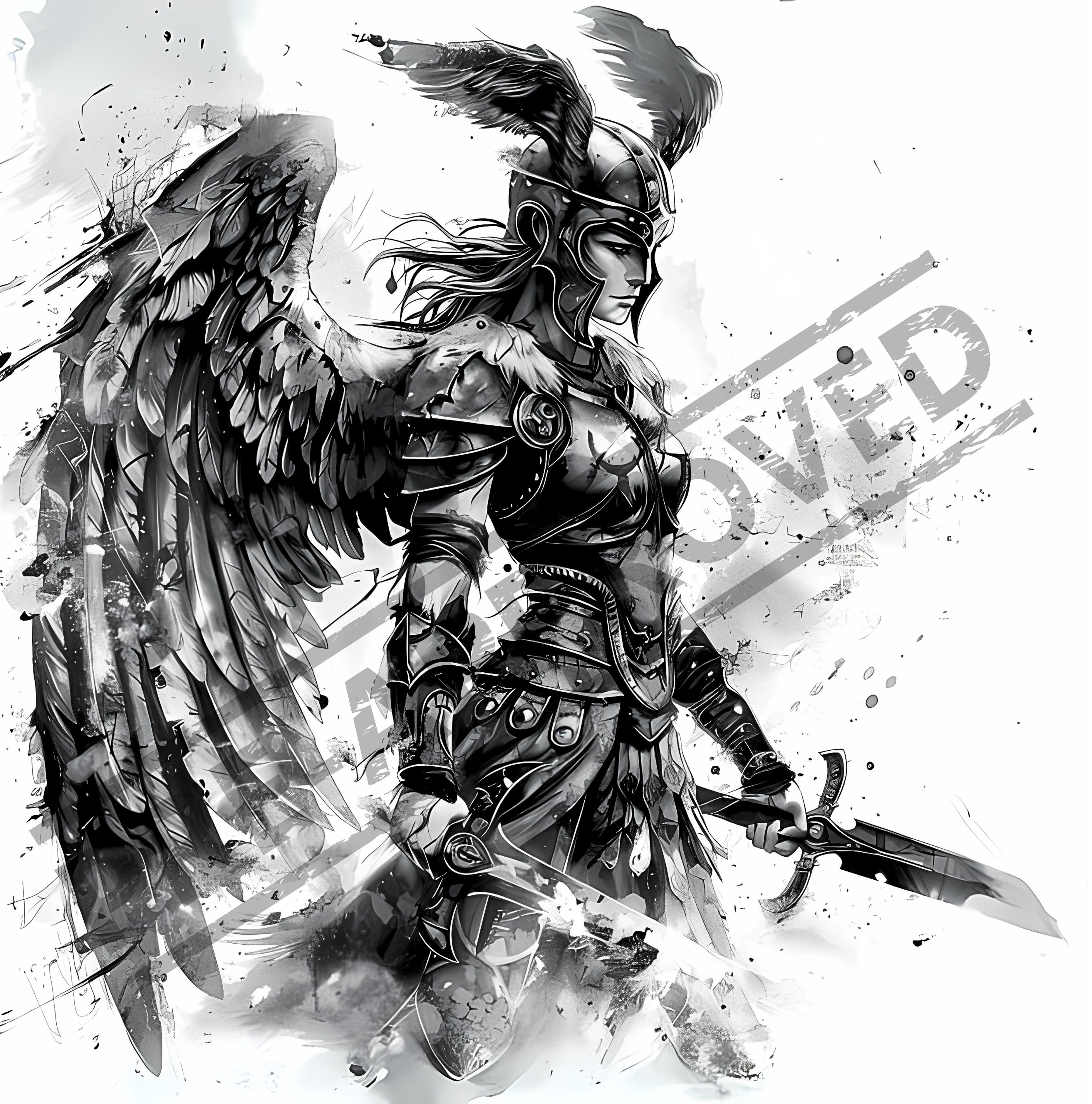 Valkyrie Tattoo Design | High Resolution 4K PNG Transparent Background ...