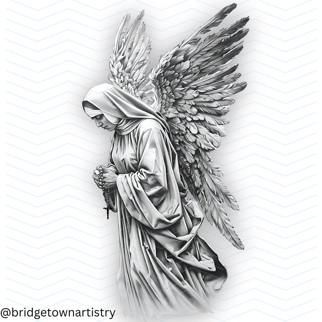 Praying Nun Angel Tattoo Design | Canvas Art | Clip Art Image ...