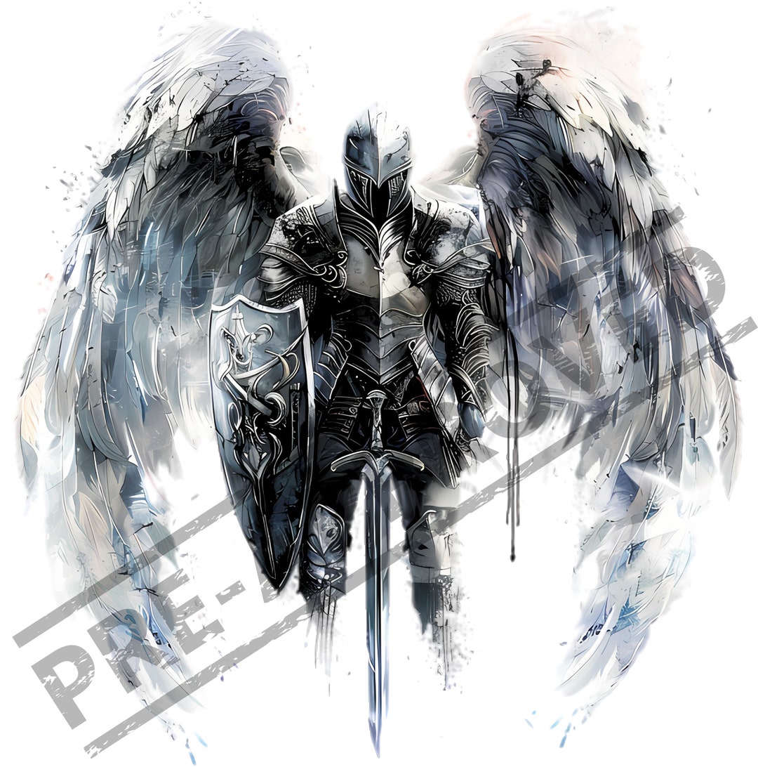 Archangel Tattoo Design | High Resolution 4K | Canvas Art | Printable ...