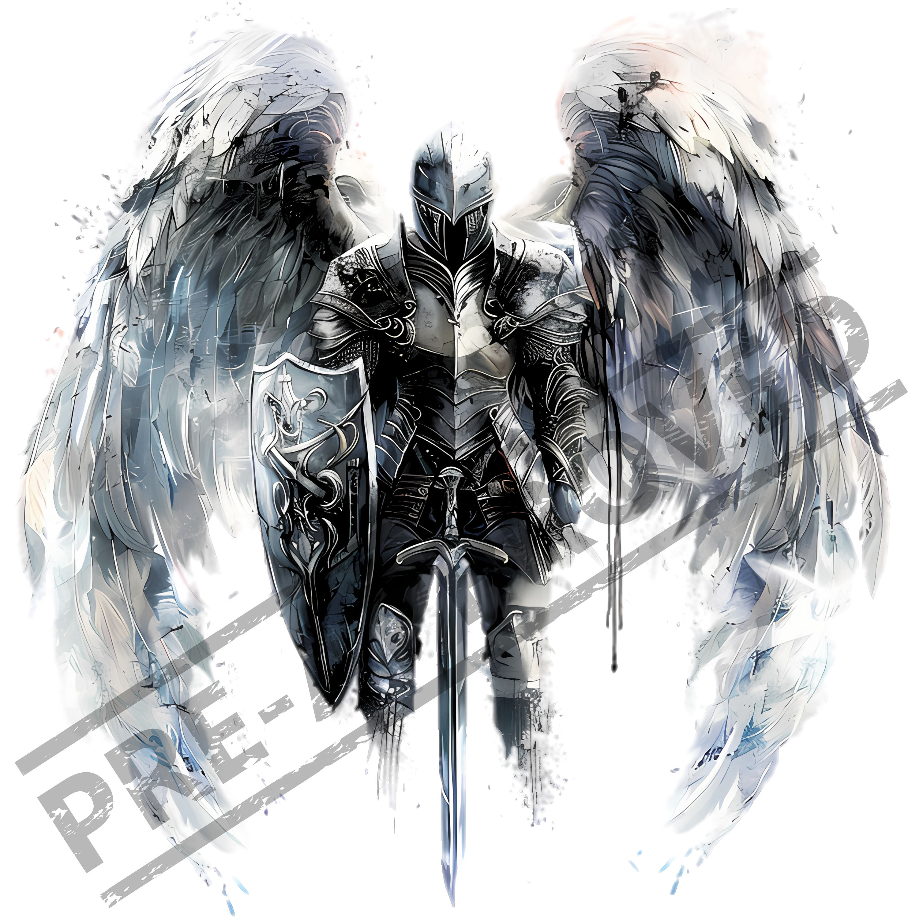 Archangel Tattoo Design | High Resolution 4K | Canvas Art | Printable ...
