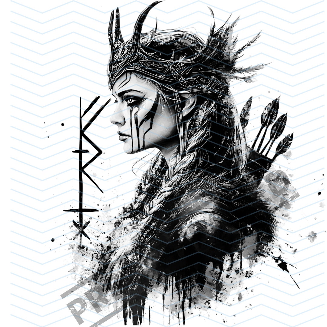 Norse God Frigg Tattoo Design | High Resolution Clipart | Wall Art ...