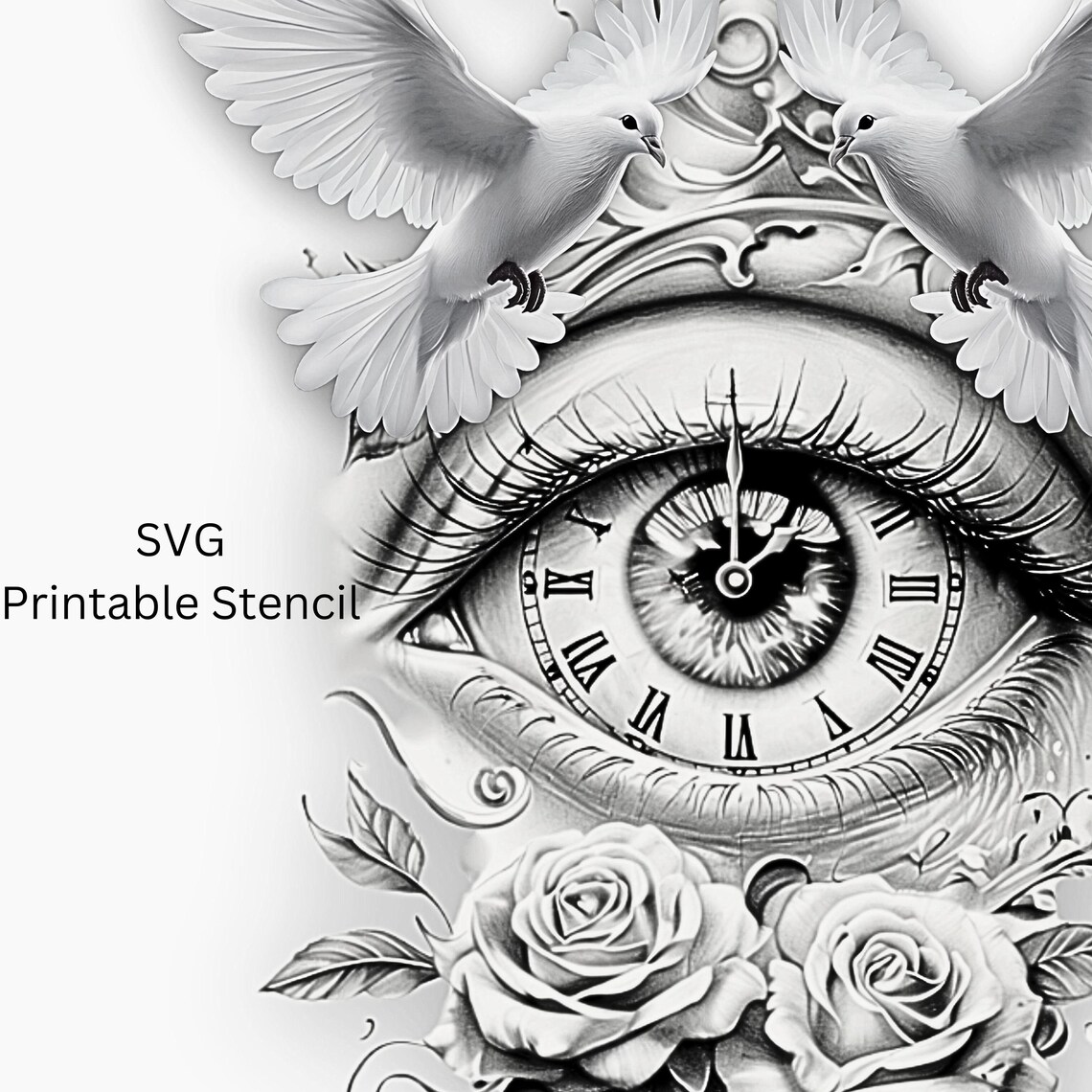 Abstract Eye Clock Tattoo Design | Canvas Art | Clip Art Image ...