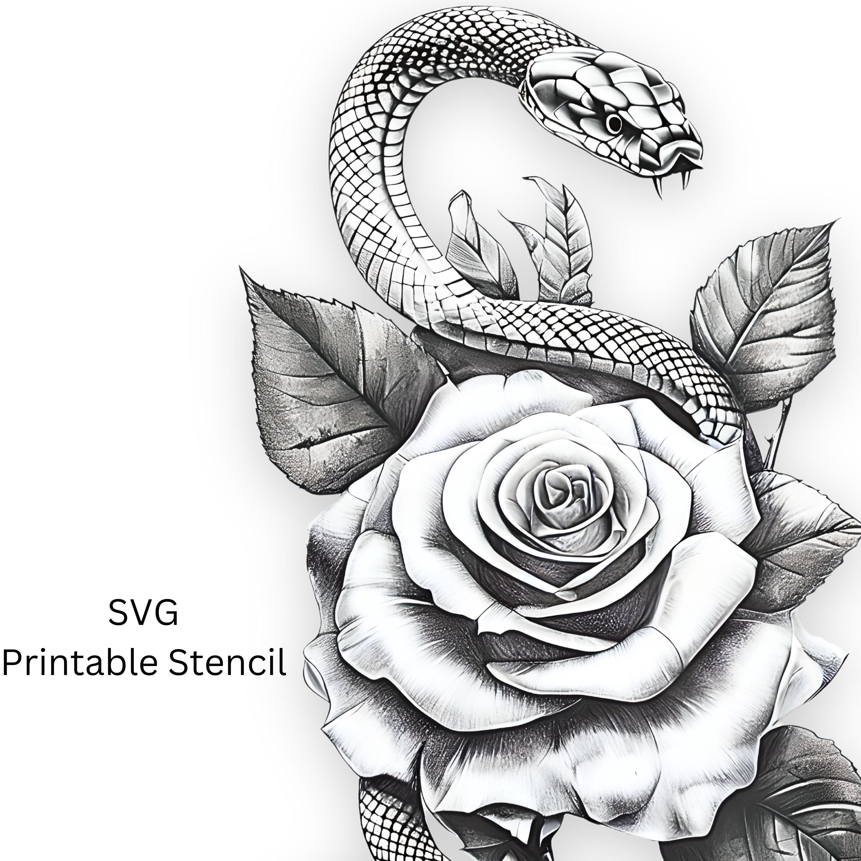 Snake & Rose Tattoo Design | Canvas Art | Clip Art Image | Printable ...