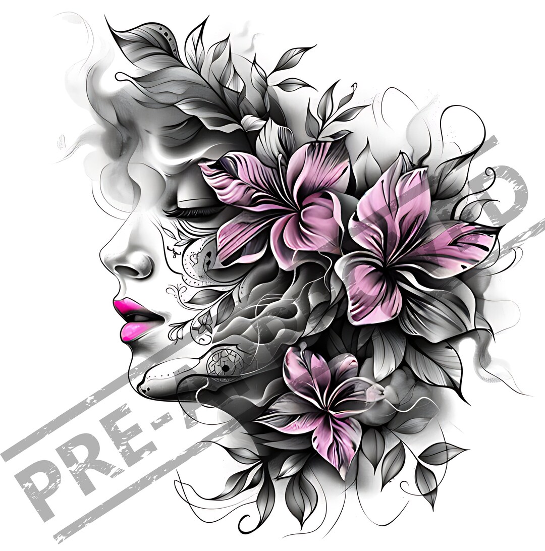 Woman Tattoo Design | High Resolution 4K | Canvas Art | Printable SVG ...
