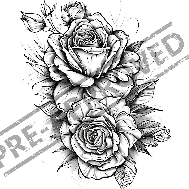 Rose Tattoo Design Stencils - Etsy