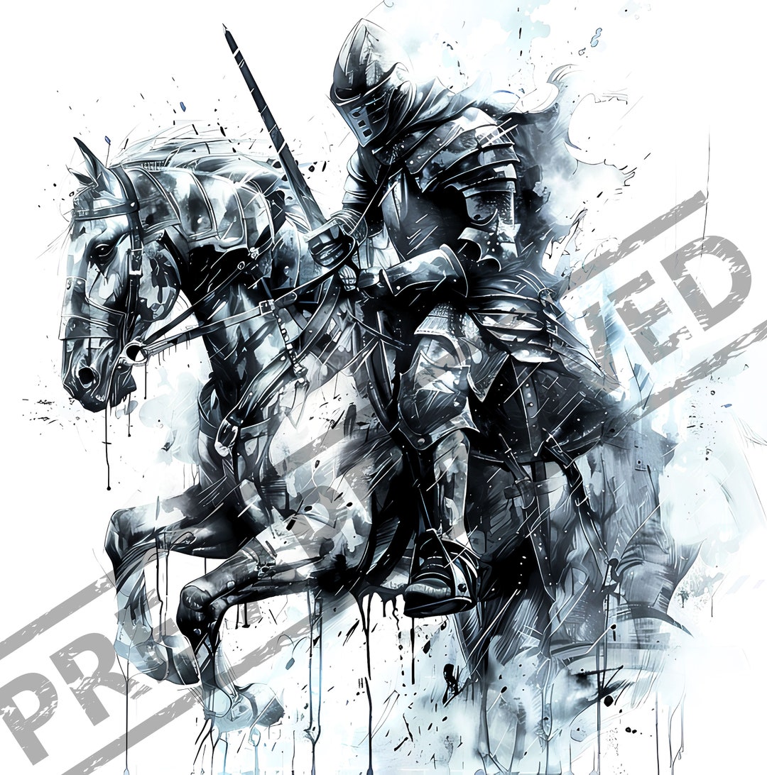 Knight Tattoo Design High Resolution 4K Canvas Art Black Scale ...