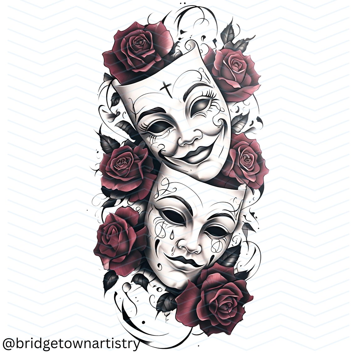 Comedy and Tragedy Masks Tattoo Design | Canvas Art | Clip Art Image ...