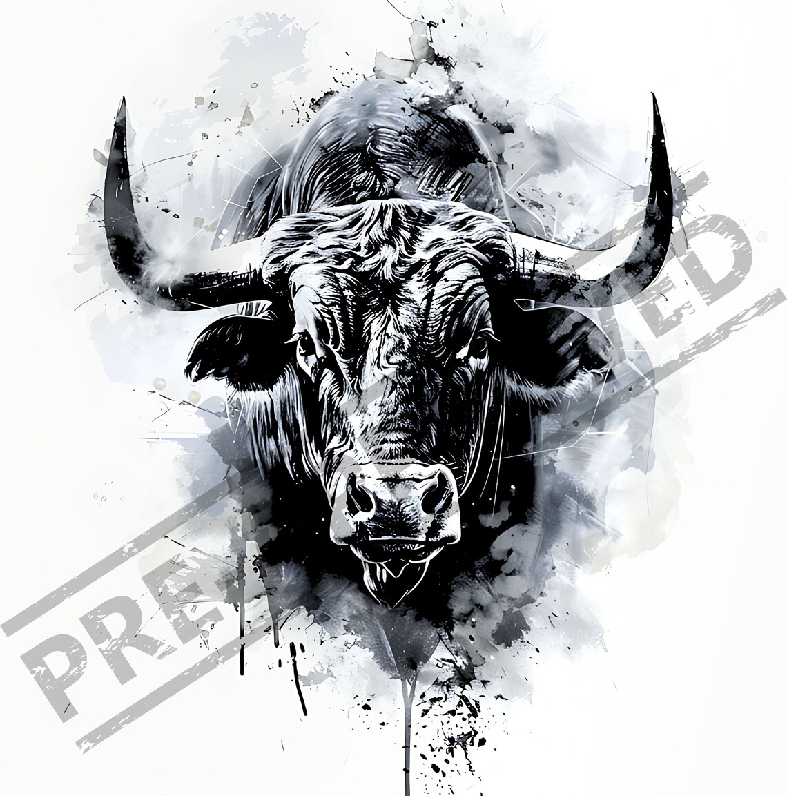 Bull Tattoo Design | High Resolution PNG | Canvas Art | Printable SVG ...