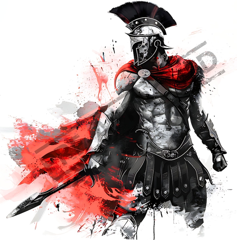 Spartan Warrior Tattoo Design | High Resolution 4K | Watercolor Art ...