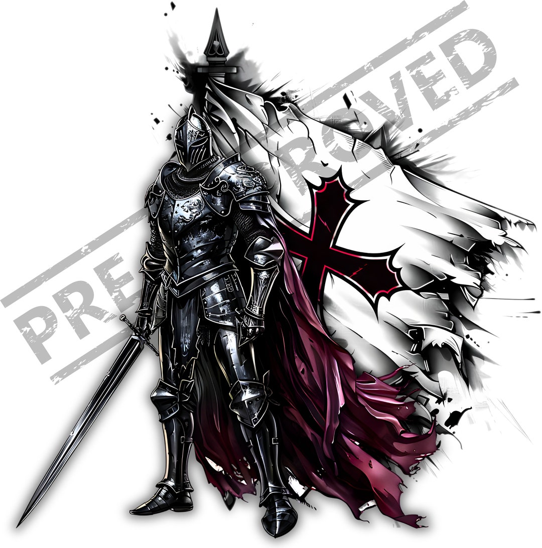 Knight Tattoo Design High Resolution 4K Canvas Art Black Scale ...