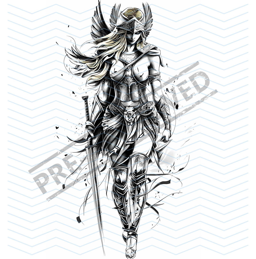 Valkyrie Angel Tattoo Design High Resolution 4K Canvas Art Printable ...