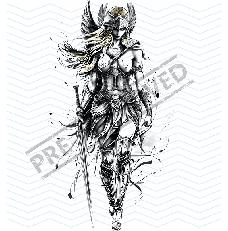 Valkyrie Angel Tattoo Design | T-shirt Decal Tee | Canvas Art ...