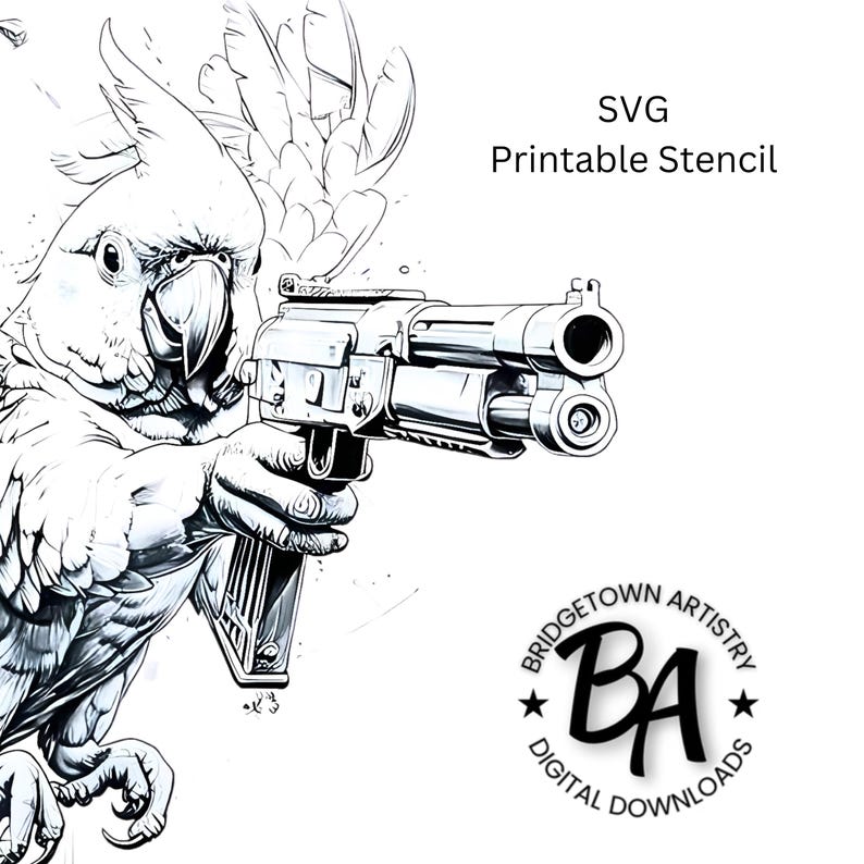 Cockatoo Gun | Tattoo Design | T-shirt Decal | Canvas Art | SVG Print ...