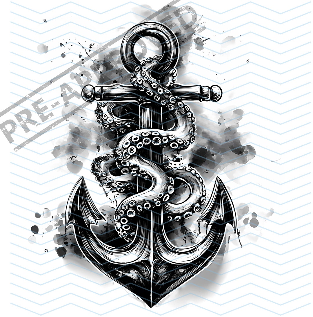 Anchor & Octopus Tattoo Design | High Resolution 4K | Canvas Art ...