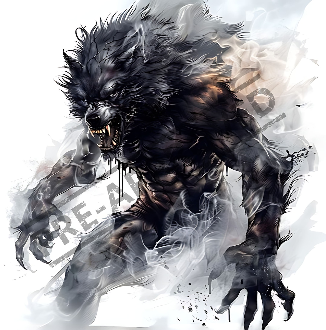 Werewolf Mythical Tattoo Design | High Resolution 4K | Canvas Art ...