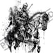 Knight & Horse Tattoo Design | High Resolution 4K | Canvas Art | Black ...