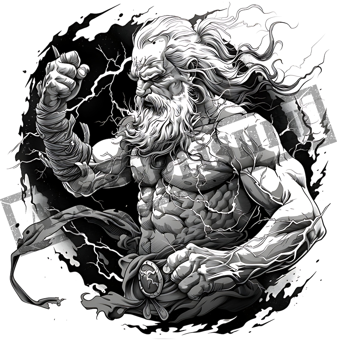 Greek God Tattoo Design | High Resolution 4K | Canvas Art | Black Scale ...