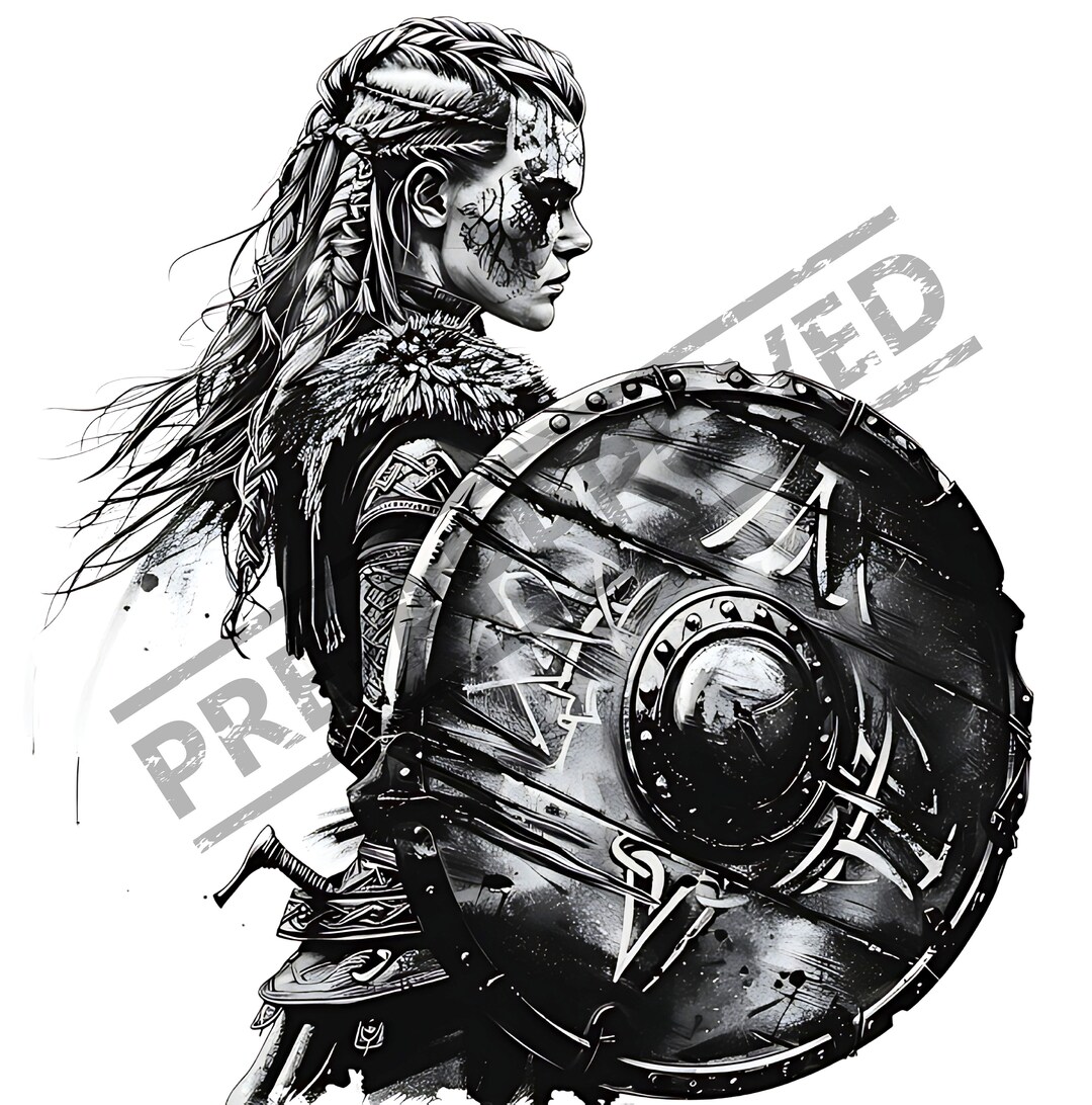 Viking Woman Tattoo Design | High Resolution 4K | Canvas Art ...