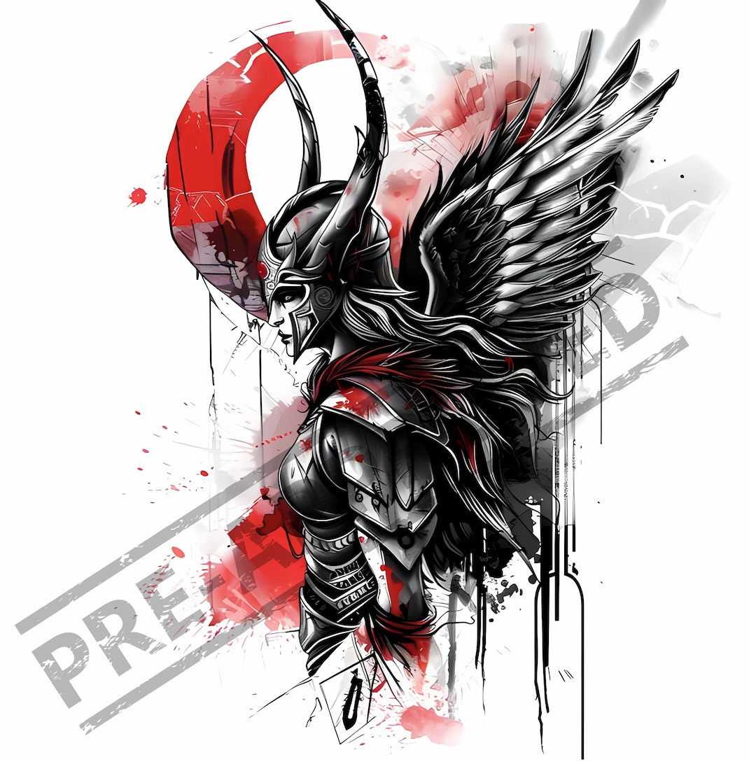 Valkyrie Tattoo Design | High Resolution 4K PNG Transparent Background ...