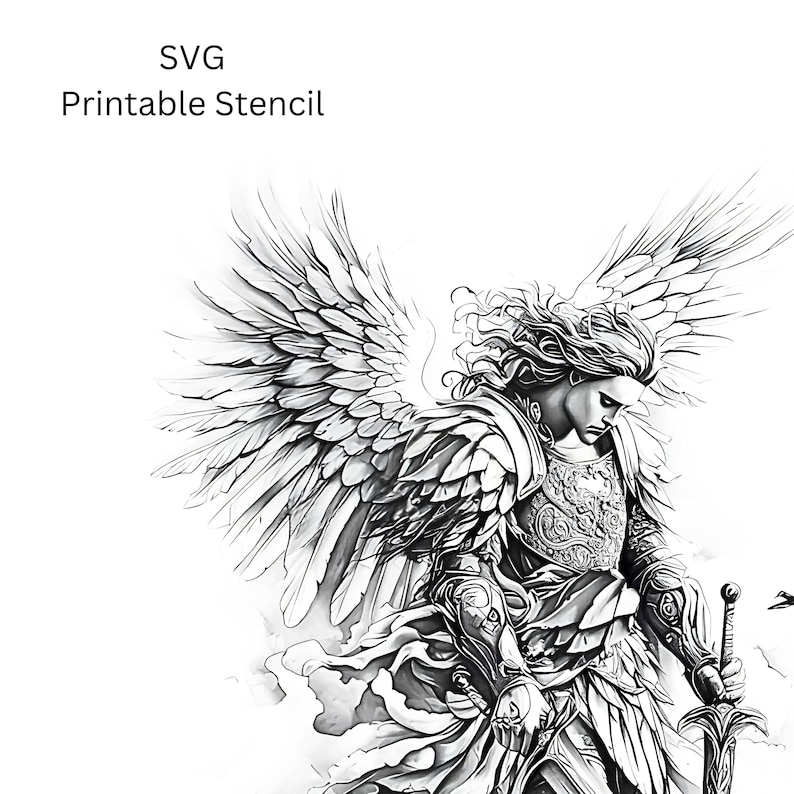 Archangel | Tattoo Design | T-shirt Decal | Canvas Art | Printable SVG ...