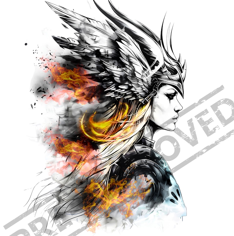 Valkyrie Tattoo Design | High Resolution 4K PNG Transparent Background ...