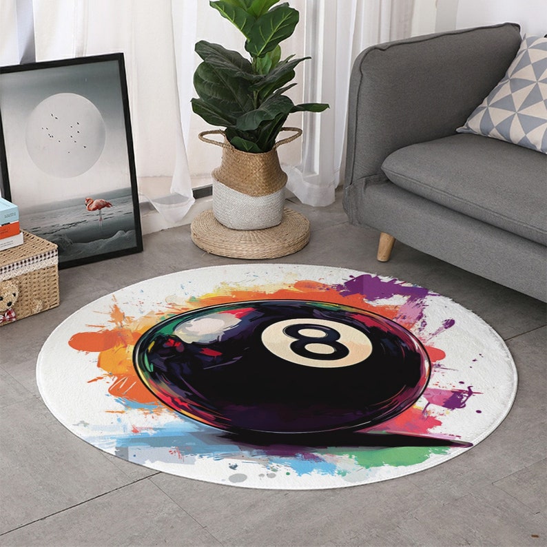 8 ball Pool Round Rug Children's Rug Pool Fan Livingroom Decor Playroom ...