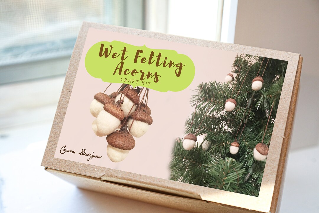 DIY Wet Felting Acorn Kit – Beginner Craft Kit With Ivory Wool for Kids ...