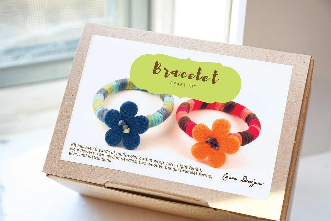 DIY Yarn Flower Bracelet Craft Kit: Wooden Forms, Felt Flowers - Etsy