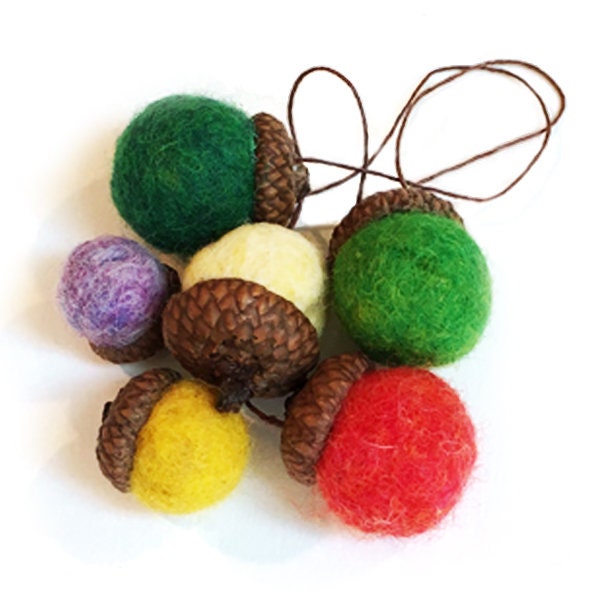 DIY Felted Acorn Kit: Beginner Wet Felting Craft With Colorful Wools - Etsy