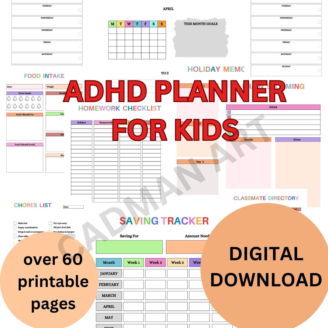 Fun & Focused: Adhd-friendly Kids' Planner for Easy Organization - Etsy